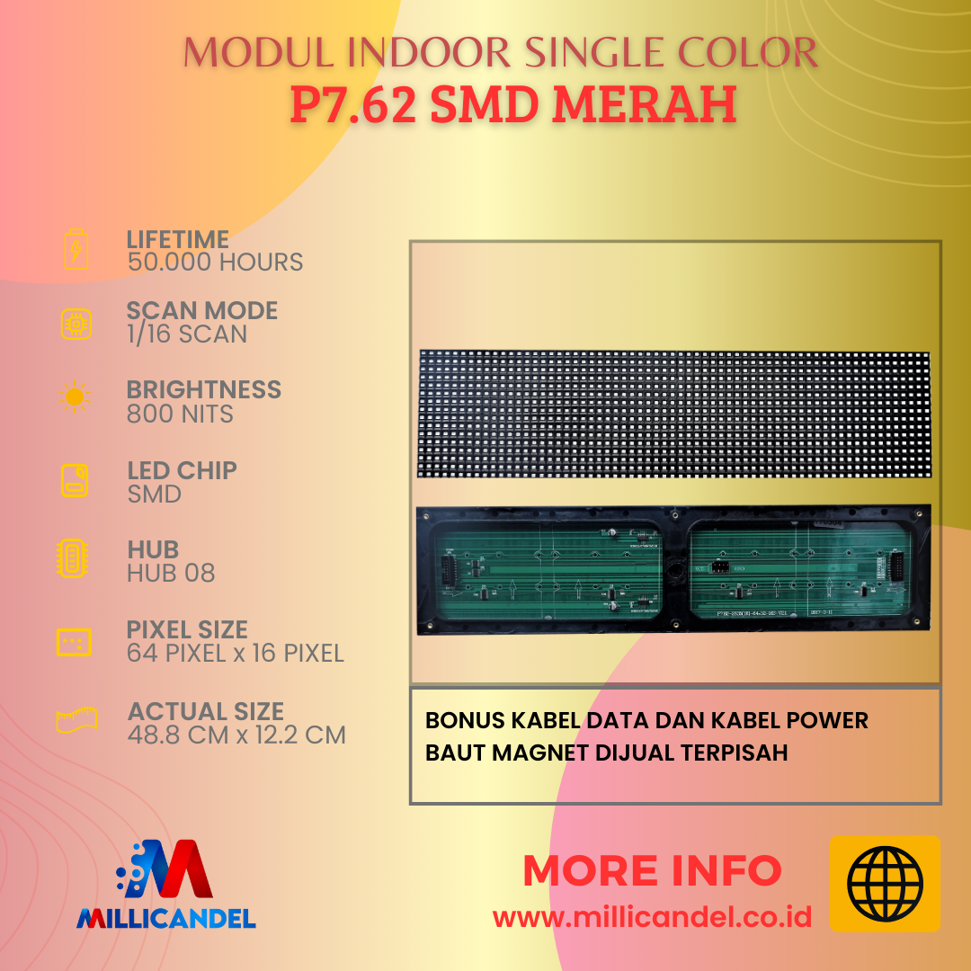PANEL MODUL P7,62 MERAH MATRIX INDOOR - MILLICANDEL
